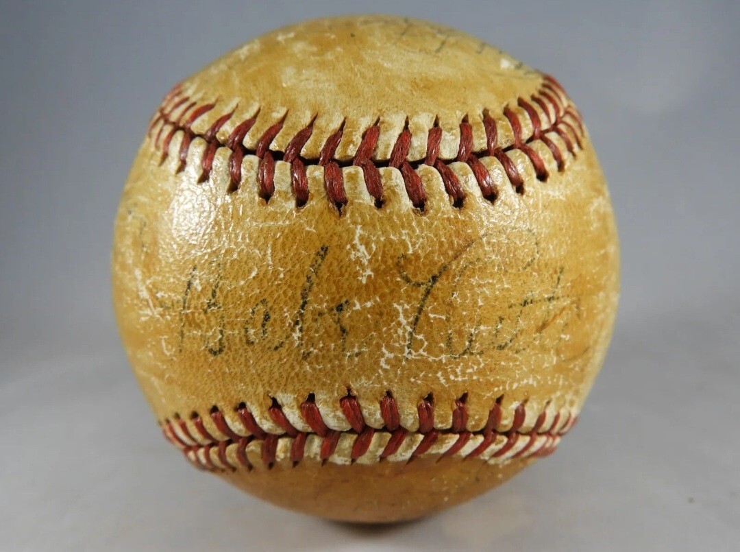 Game Used Baseball SIGNED by Babe Ruth & Members of Brooklyn Dodgers ...