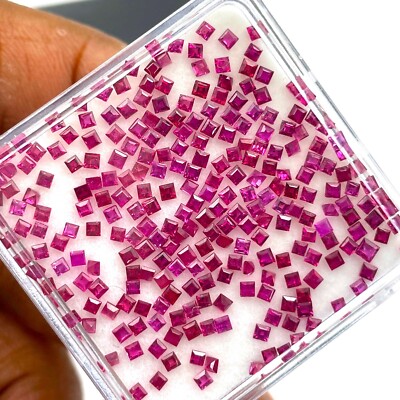Natural Ruby Square Cut Faceted Loose Gemstone Lot 28 Pcs 1.5 mm 1 CT ...