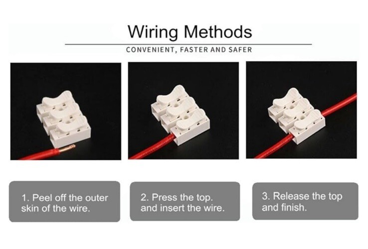 50 Piece 2-Wire/Pin Connectors Electrical Quick Connect Spring Push ...