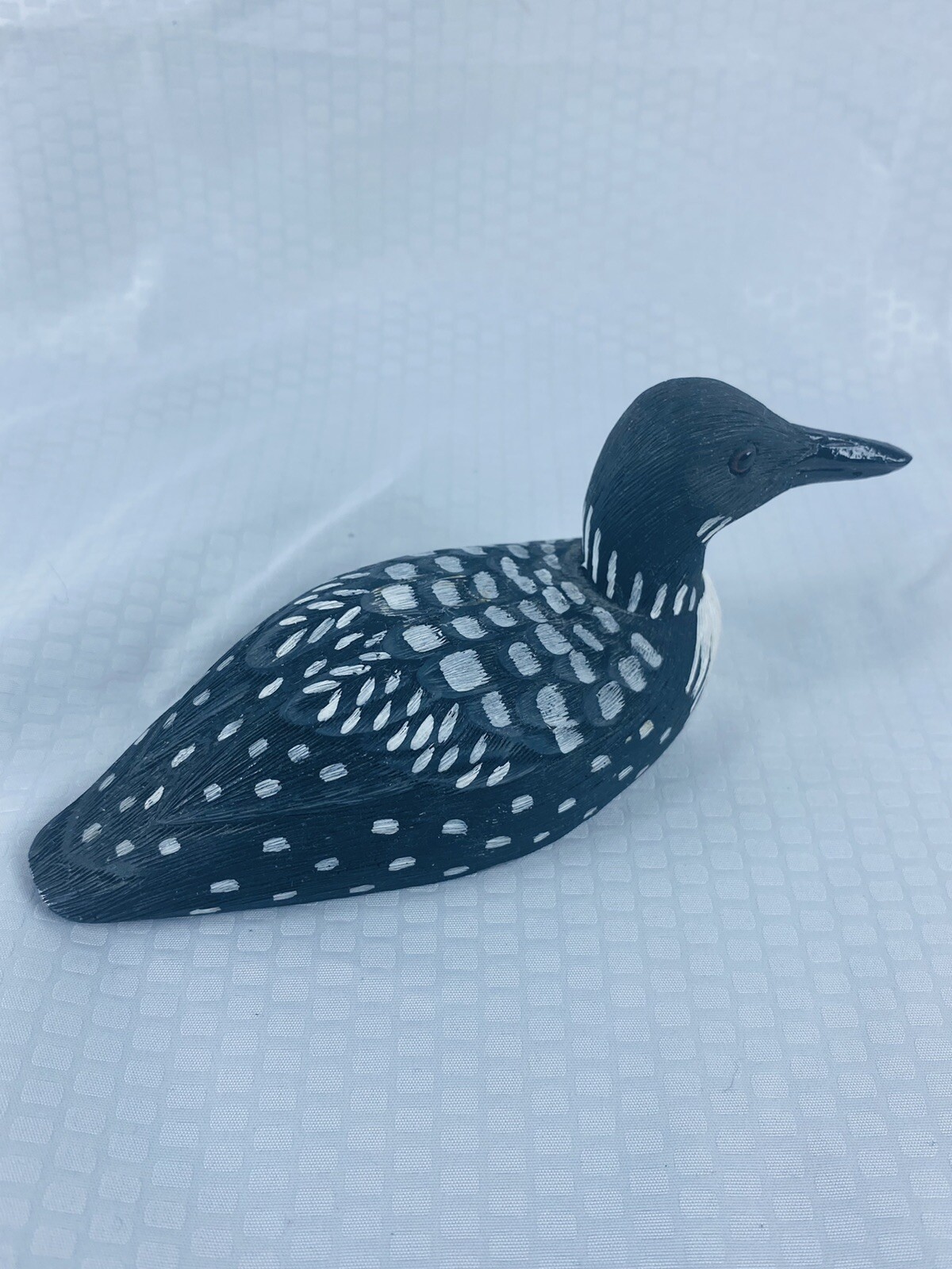 American Loon Bird Figurine Hand Painted by J Hughes 1988 Signed 4.5 ...