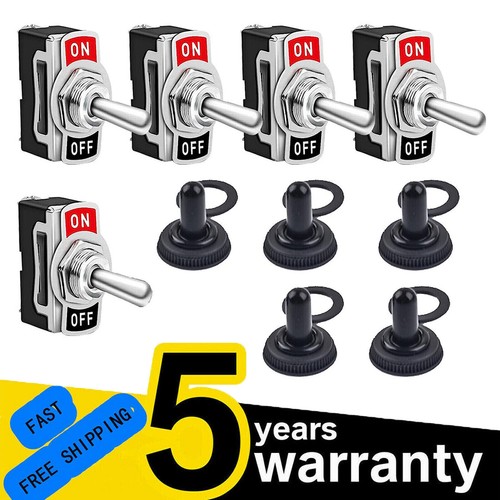 5Pcs 12V Heavy Duty Toggle Flick Switch ON/OFF Car Dash Light Metal ...