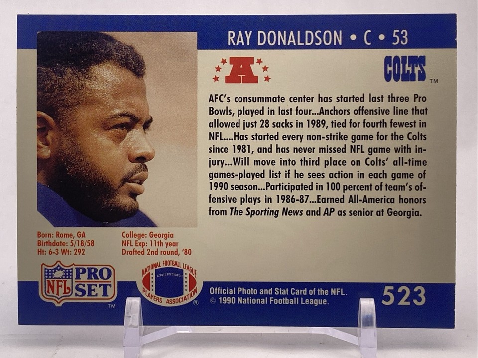 1990 NFL Pro Set #523 Ray Donaldson Indianapolis Colts | eBay