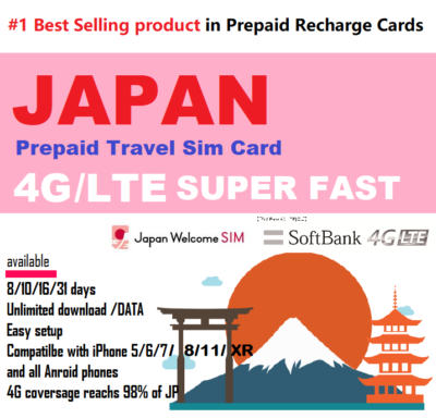 Only $1.9/day Japan Travel Data Sim 7-30 days Unlimited data Softbank ...
