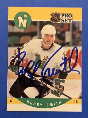 BOBBY SMITH Signed 1990-91 Pro Set #463 Minnesota North Stars Autograph ...