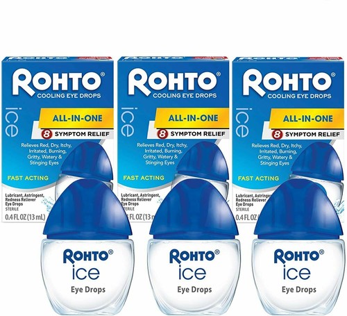 Rohto Eye Drops Ice Cooling All In One Symptom Relief Sterile 0.4 oz ...