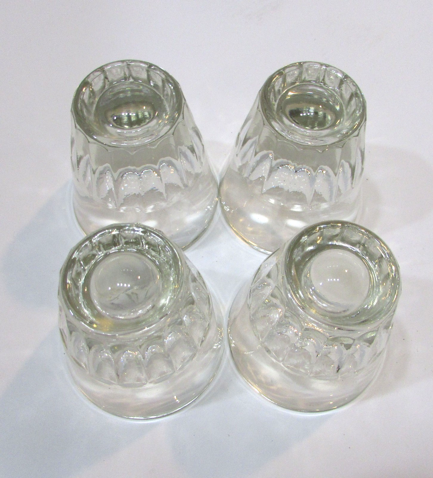Set Four Old 1920's Heavy Clear Glass Tapered 1/2 Shot Glasses Antique ...