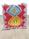 Vintage Moroccan Small Square Rug 2.6x2.6 Colorful Geometric Cotton Red ...