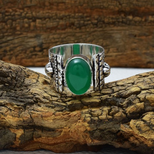 Joli Vert Gemme Onyx 925 Argent Sterling Handmade Anneau Bague Tout ...