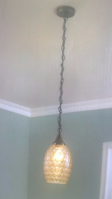 NIB: Nice PENDANT LIGHT w/ Textured Glass Shade (Aged Bronze Finish) | eBay