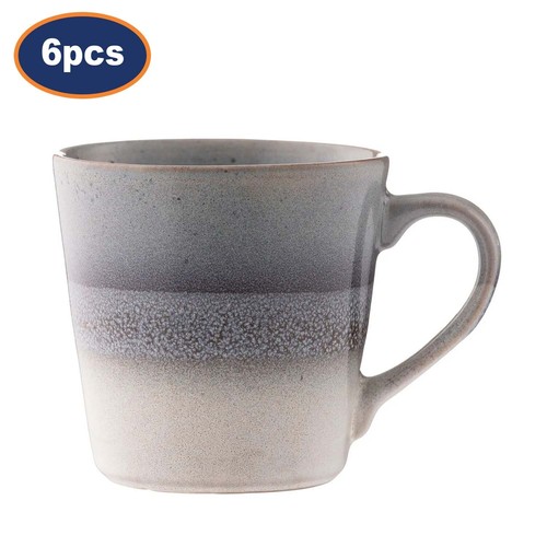 Coffee Mug Set 6pcs Stoneware 400ml Reactive Glazed Fade Grey Cup Hot ...