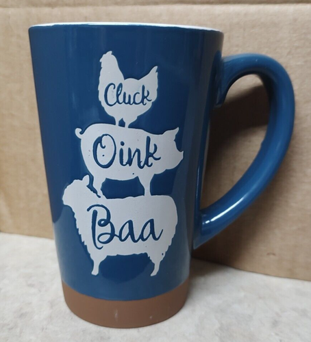 Chicken Pig Sheep Ceramic Latte Mug Cluck Oink Baa Embossed 17oz Farm ...