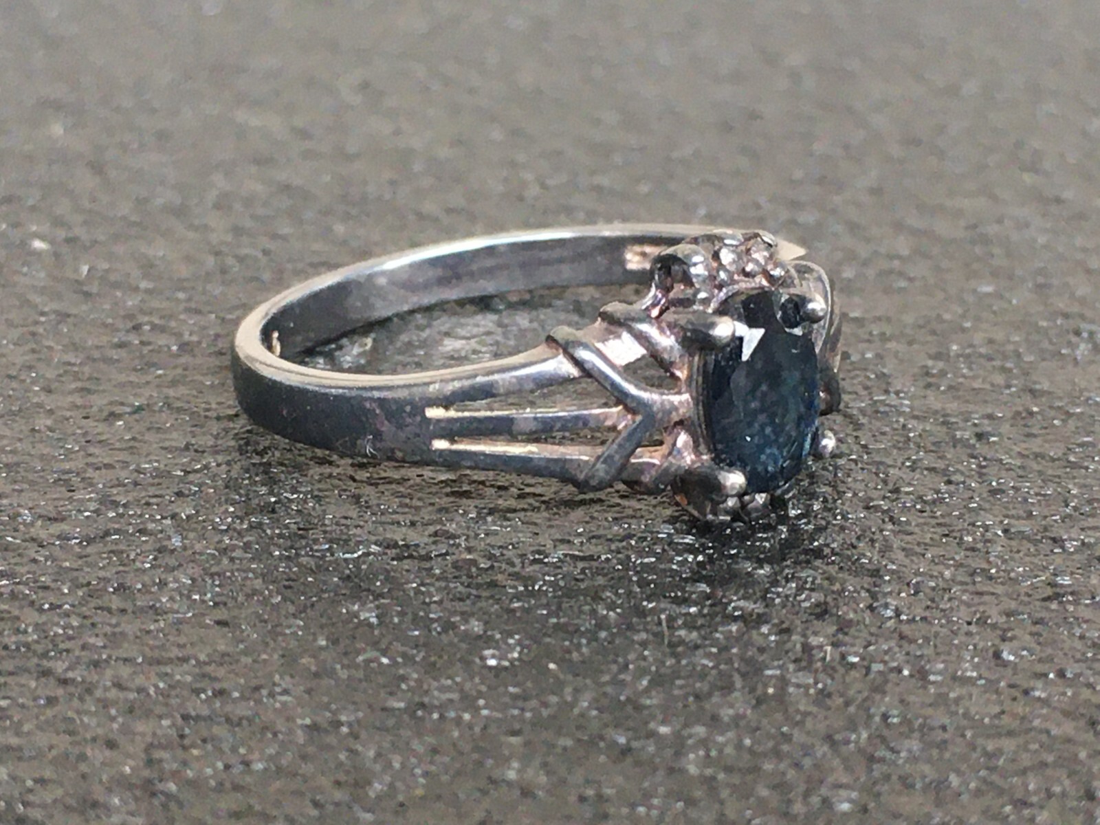 VTG Sterling Silver .925 Dark Blue Sapphire Ring Size 9.25 NV Nevada ...