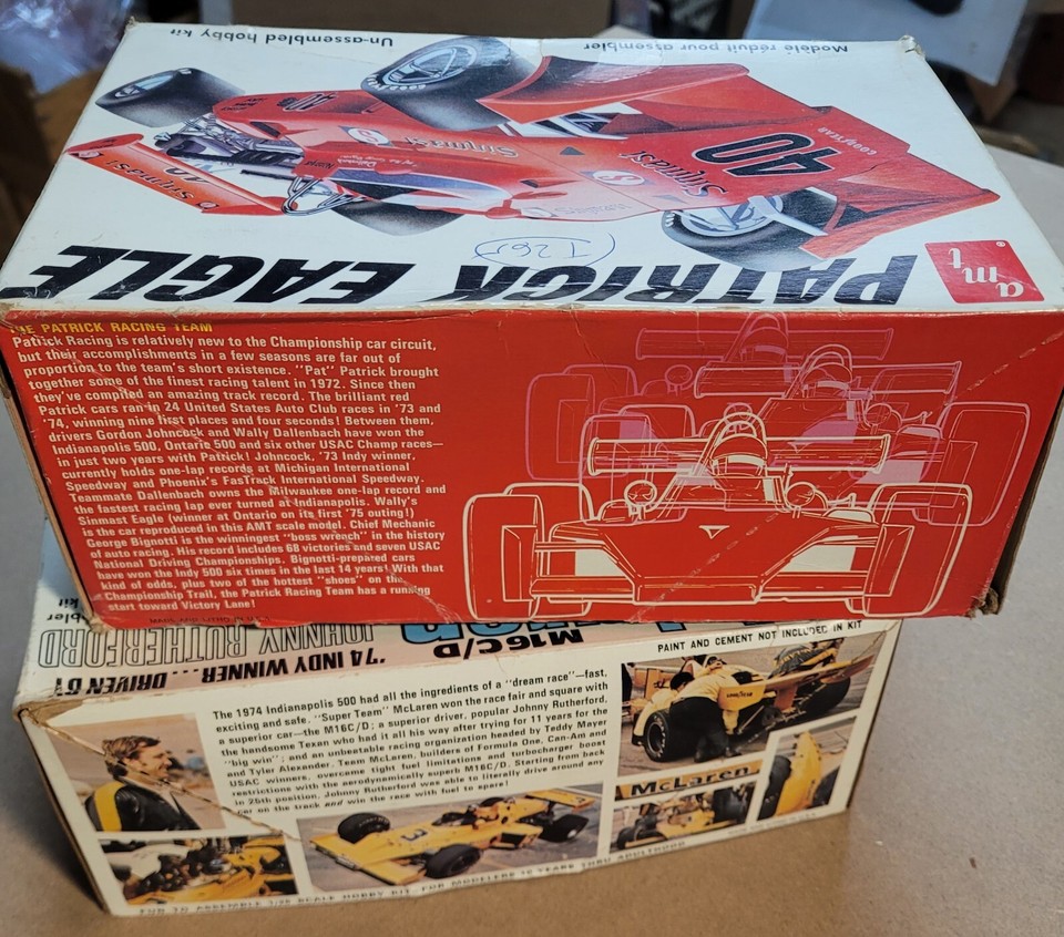 2 Vintage AMT Indy 500 Model Kits 1/25 Rutherford MCLAREN M16 ...