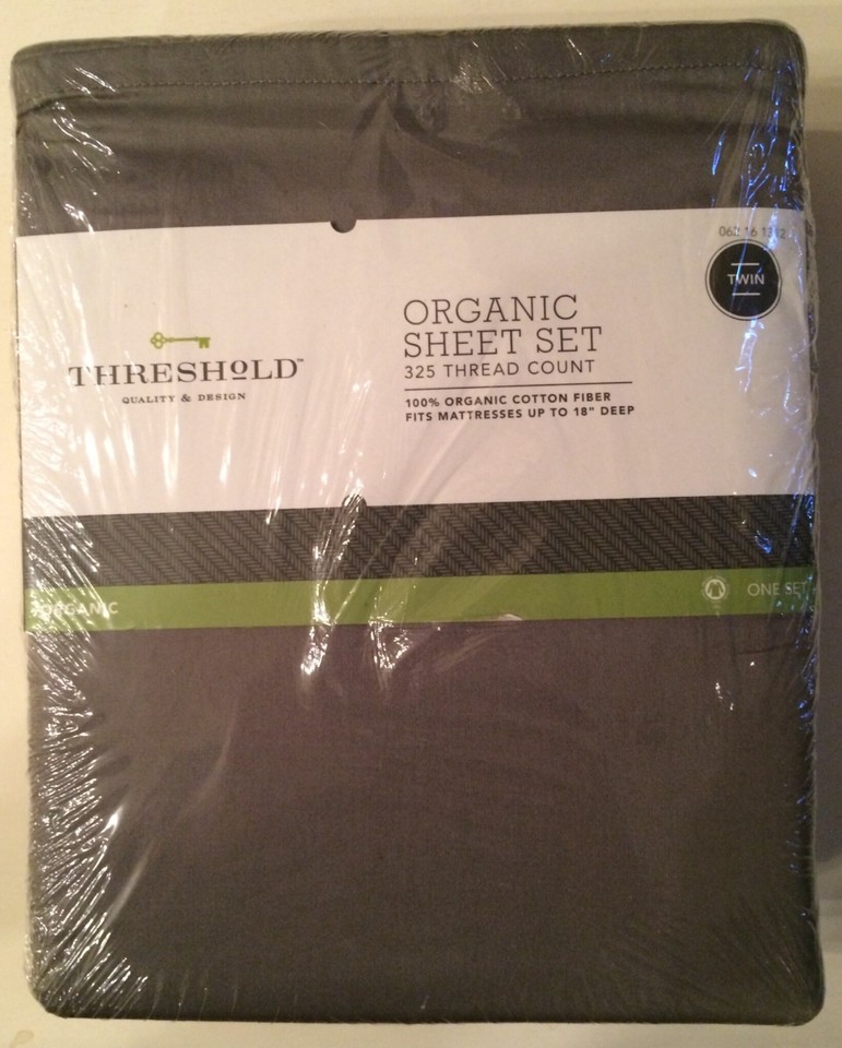 Threshold Organic Twin Size Sheet Set - Color: Gray - Brand New Sealed ...
