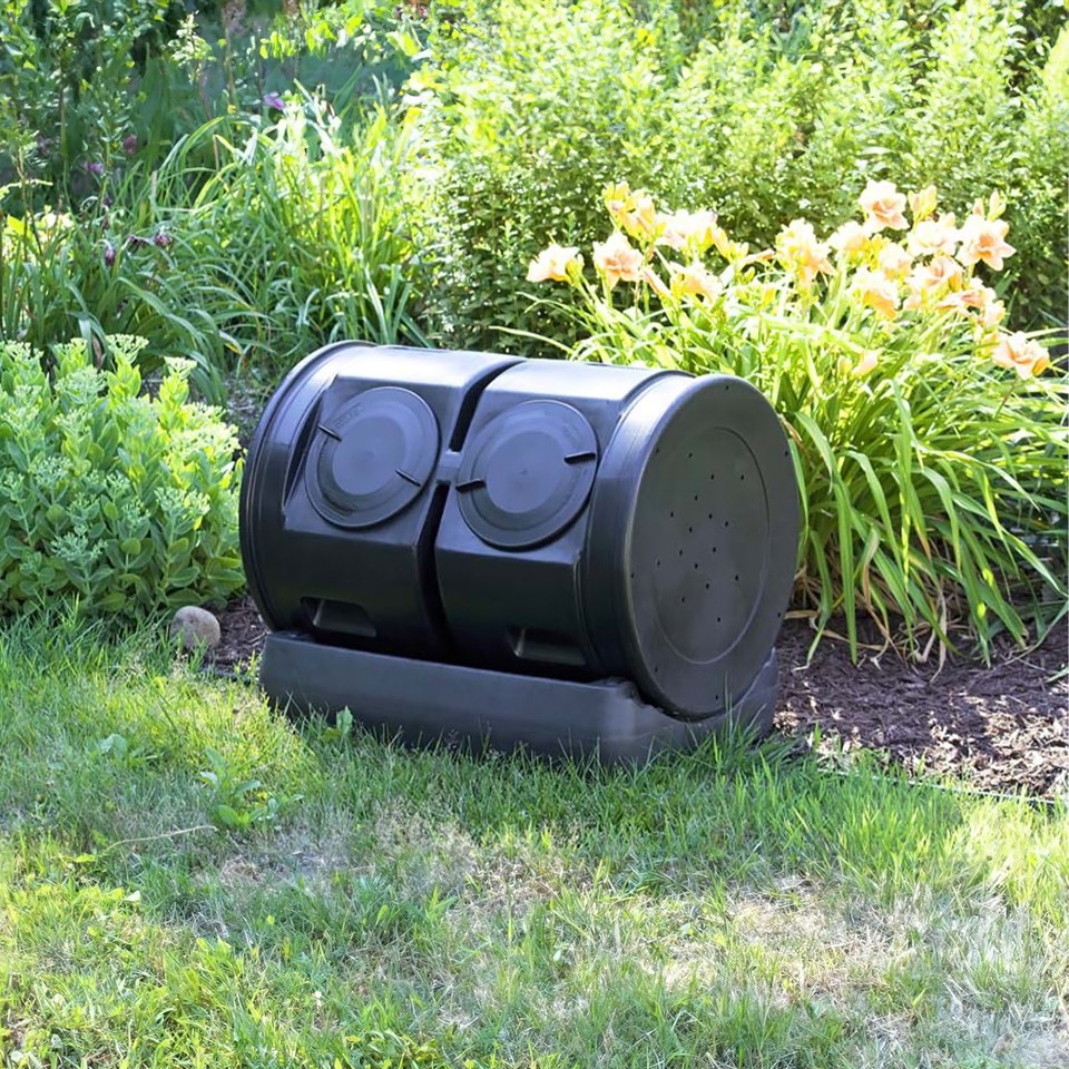 Good Ideas Compost Wizard Outdoor Garden Dual Tumbler Compost Container ...