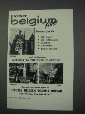 1959 Belgium Tourism Ad - Visit Belgium First | eBay