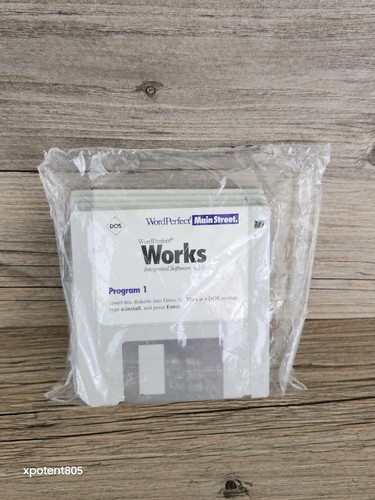 Vtg 1994 MS DOS WordPerfect Works Main Street v.1.0 Software Program 3½ ...
