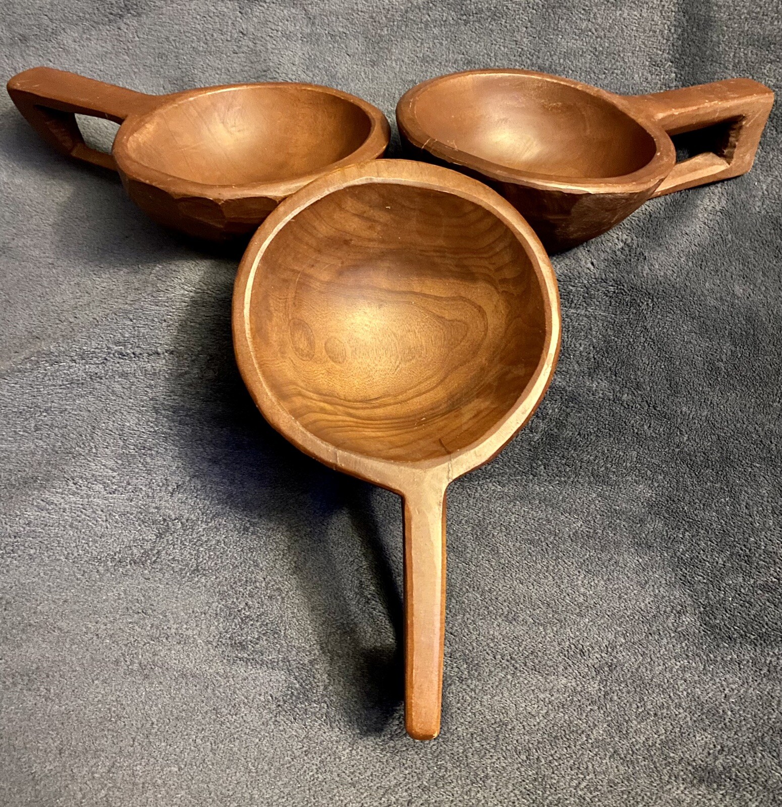 Lot Of 3 Vintage Hand Carved Solid Wood Kuksa Cups 10.25”-11.5”Long | eBay