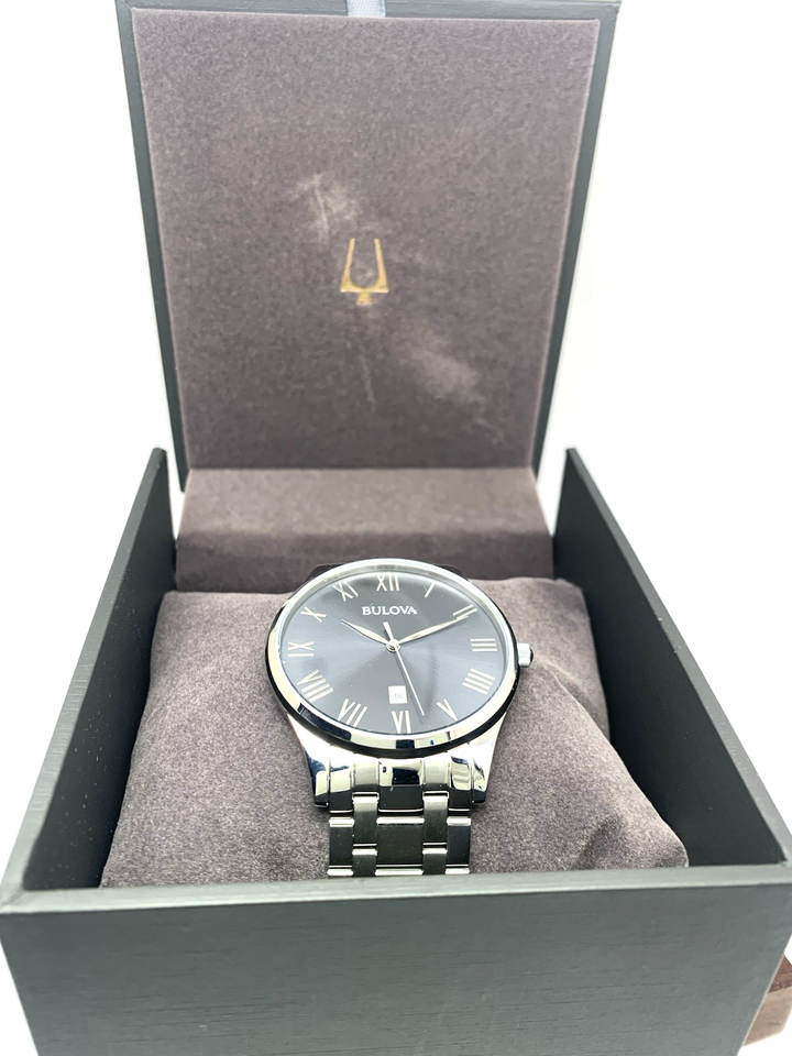 Bulova Men’s Watch 96B261 Silver Stainless Steel Gray Dial Roman ...