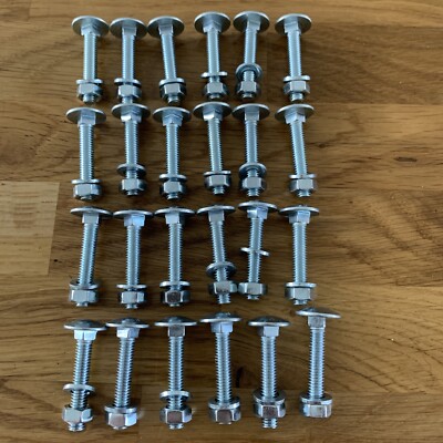 24 Garden Bench Slat Zinc Plated Bolts Nuts And Washers 35mm X M6 | eBay UK