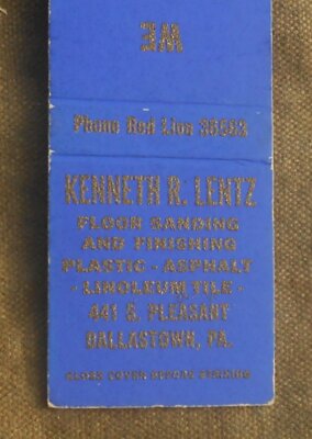 1950s Kenneth R. Lentz Floor Sanding Linoleum Tile Phone Red Lion ...