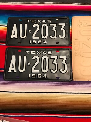 1964 TEXAS PASSENGER LICENSE PLATES AU2033 | eBay