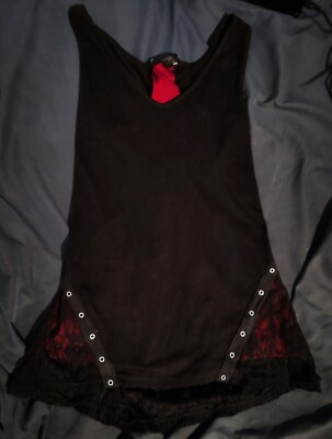 MIDNIGHT HOUR SIZE MEDIUM BLACK AND RED GOTHIC TANK WITH LACE HOT TOPIC ...