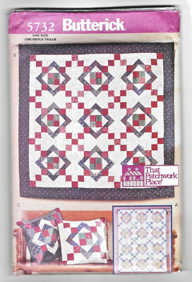 Butterick 5732 Patchwork Aunt Nancys QUILT and PILLOWS Sewing Pattern ...