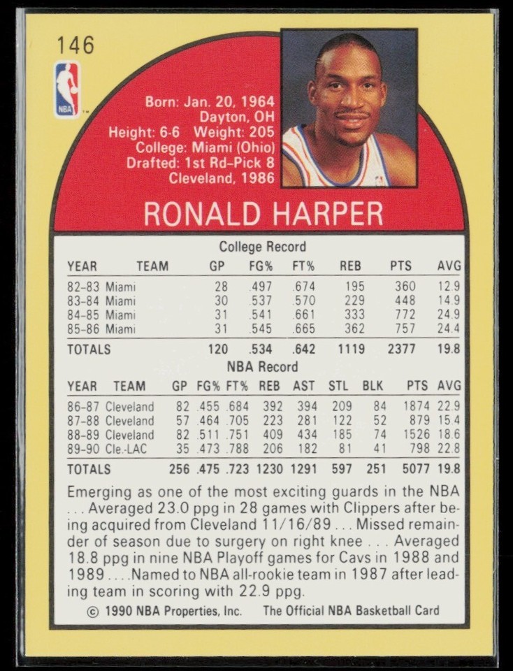 1990-91 NBA Hoops Ron Harper Los Angeles Clippers #146 | eBay
