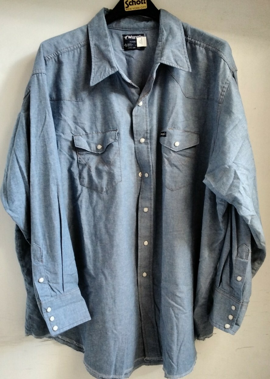 Vintage Wrangler Denim Western Shirt Union Made USA P… - Gem