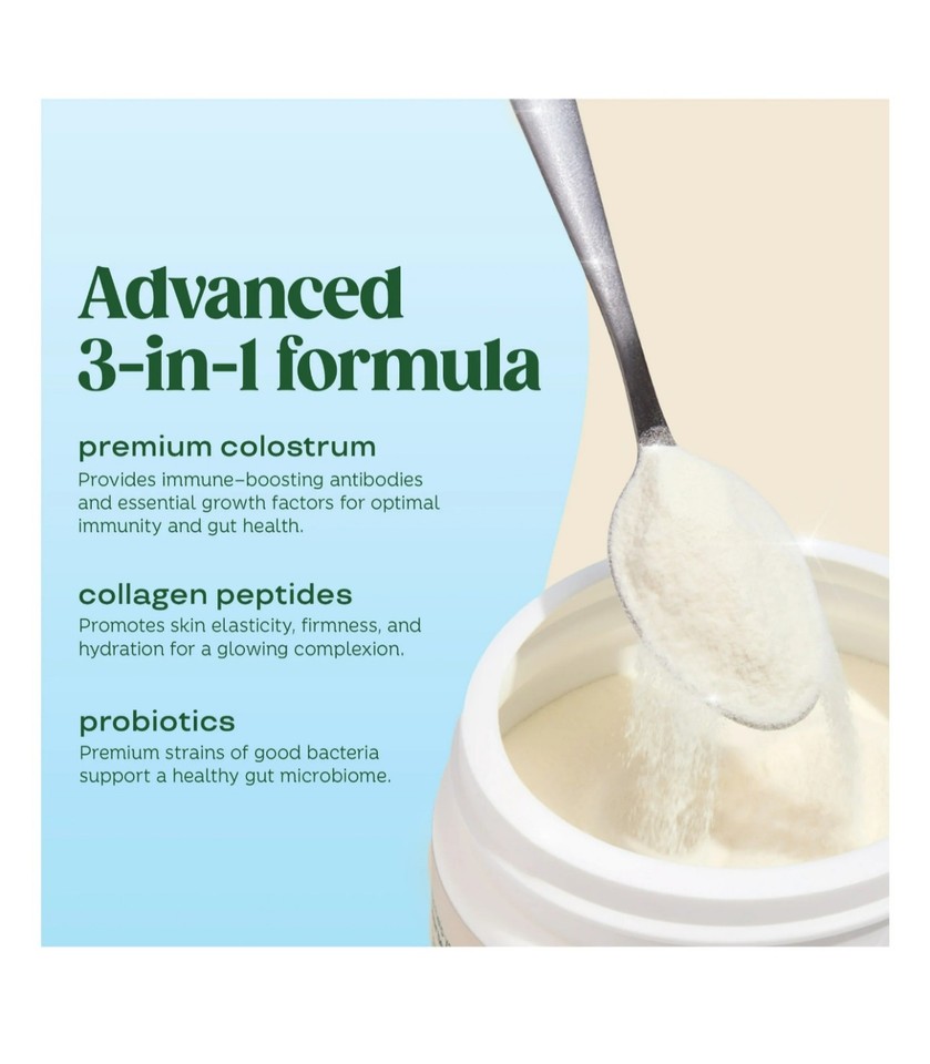 Bloom Colostrum & Collagen Peptides Powder, Unflavored, 25 Servings EXP ...