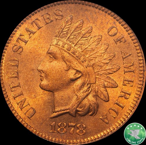 1878 1c Indian Head Cent PCGS MS 65 RD PhotoSeal **Large Reverse CUD ...