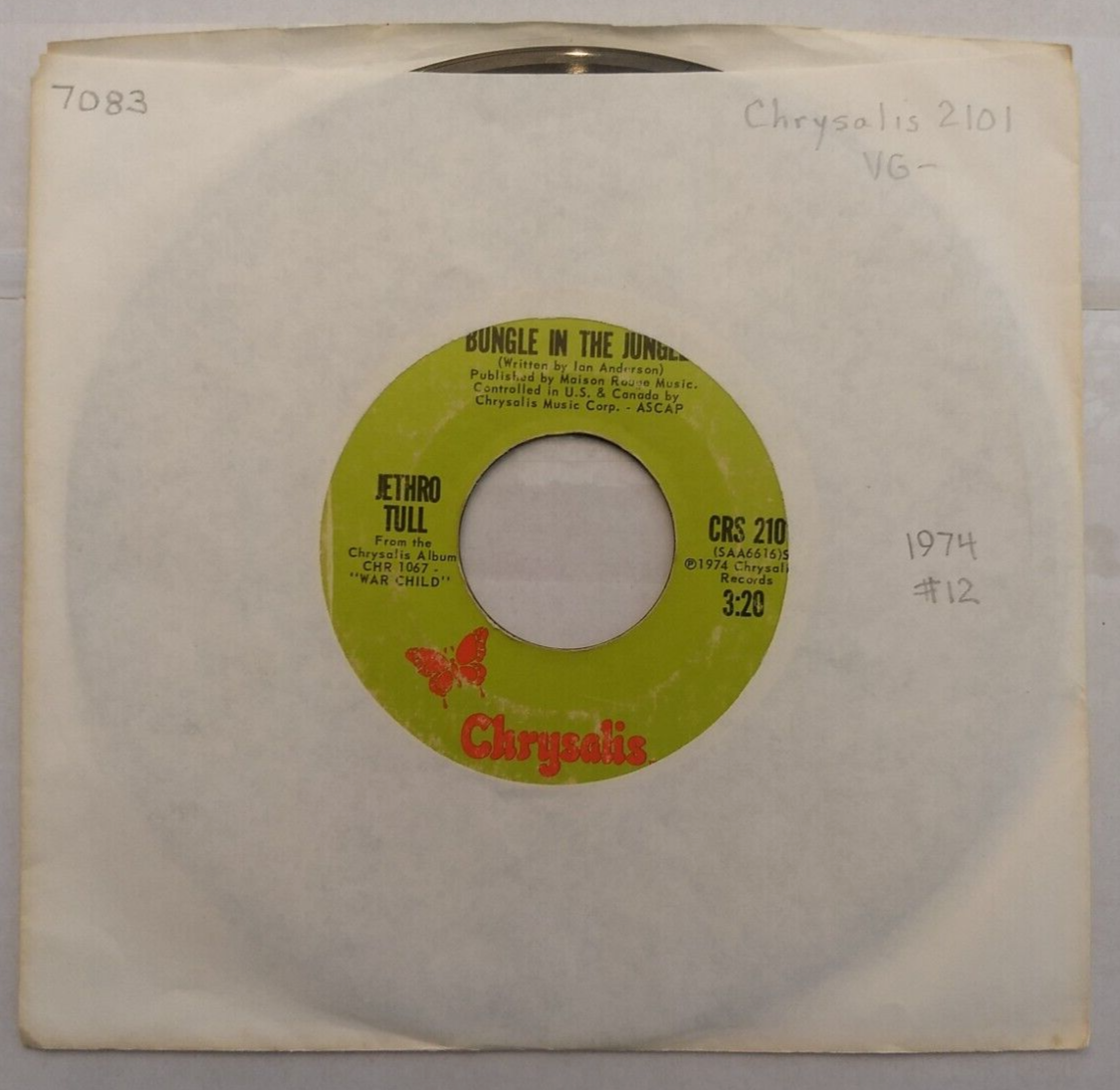 Jethro Tull: Bungle in the Jungle b/w Back-Door Angels 7-inch single | eBay