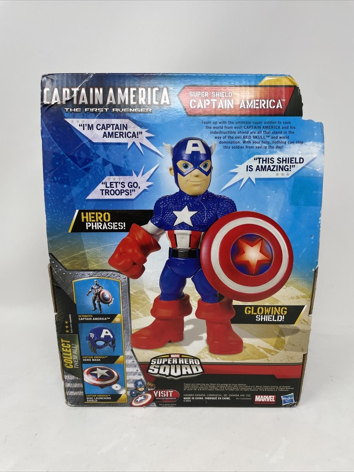 Marvel 10.5h Super Hero Squad Super Shield Captain America w/ Phrases ...