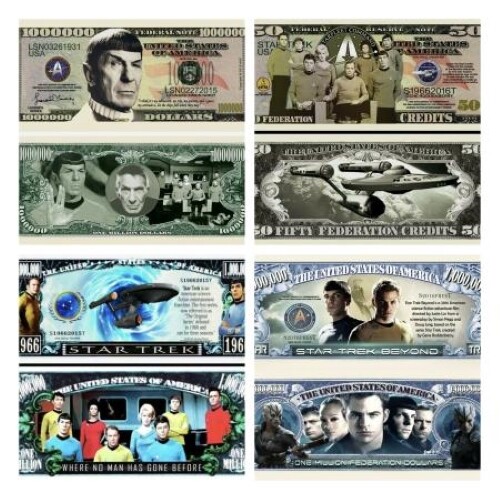 20 Pack 5 ea Star Trek Series Federation Money Collectible Dollar Bill ...