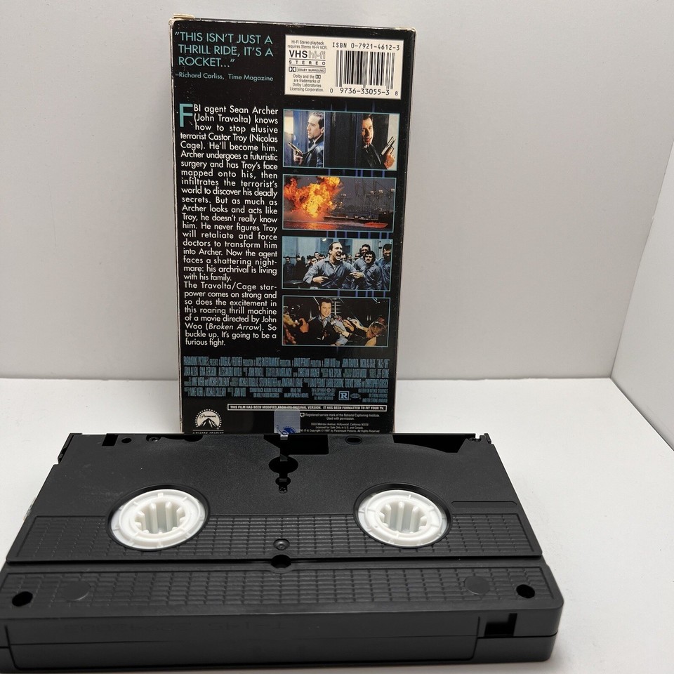 Face/Off (VHS, 1997) Nicolas Cage John Travolta Paramount 973633055382 ...