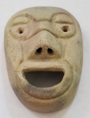 Vtg Columbia Terracotta Clay Handmade Tribal Miniature 3.25" Face Mask ...