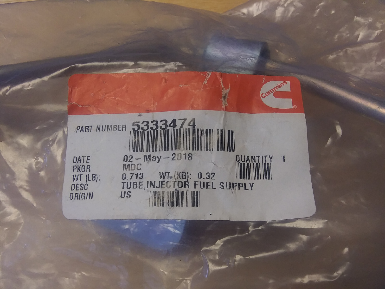 Genuine OEM Cummins 5333474 Injector Fuel Supply Tube for sale online ...