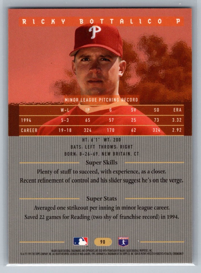 1995 Bowman's Best Baseball #90 Ricky Bottalico Philadelphia Phillies | eBay