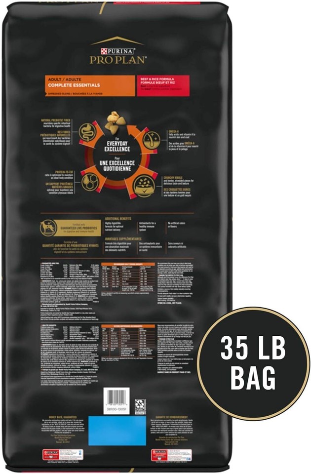 Purina Pro Plan Complete Essentials Shredded Blend Beef 35 Pound (Pack ...