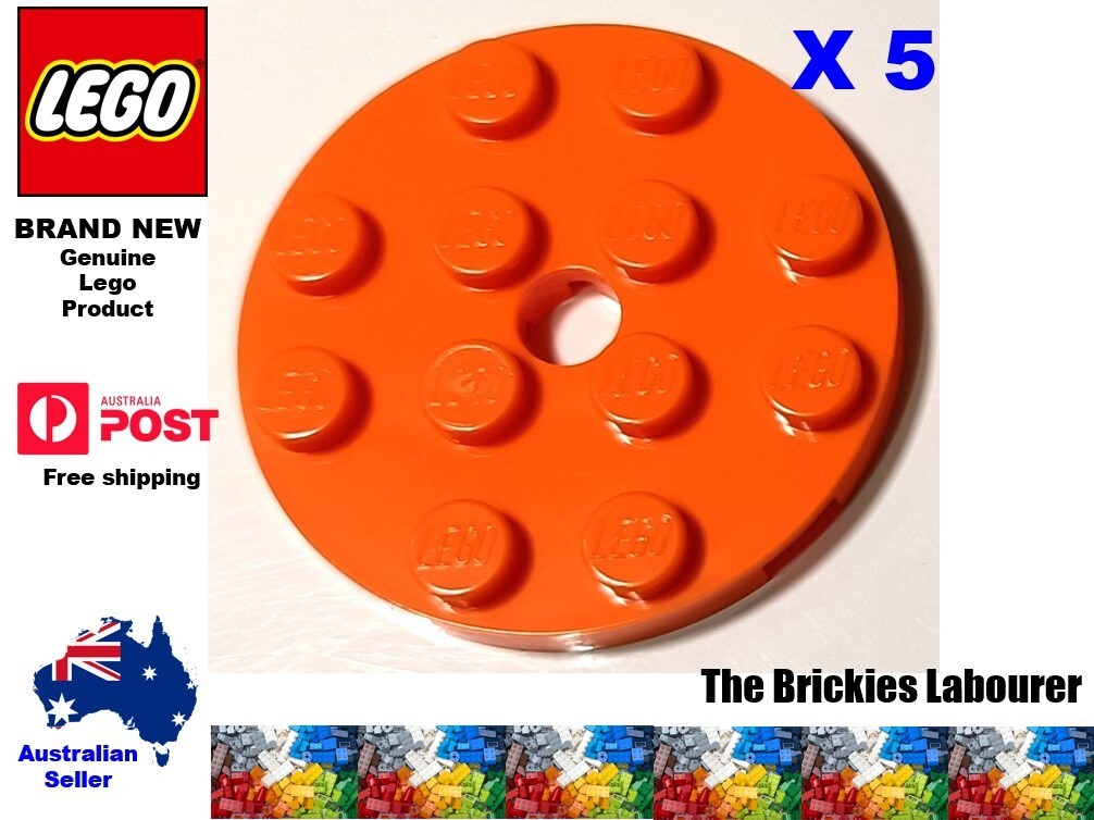 5 x Genuine LEGO Orange 4 x 4 round plate NEW 60474 | eBay Australia