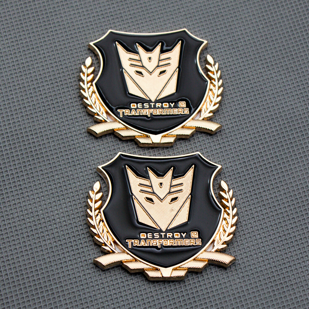 2Pcs Golden Metal Fender Transformers Decepticon Badge Rear Trunk Car ...