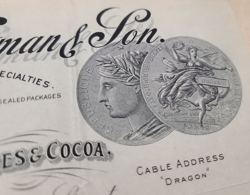 1897 Documento, Stephen F.Whitman & Son Cioccolatini, Philadelphia Pa ...