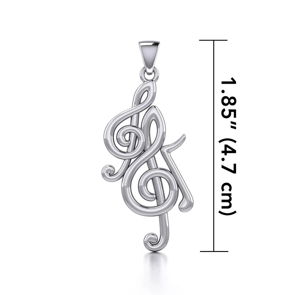 Music Notation Symbol G Clef 925 Sterling Silver Pendant Inspirational ...