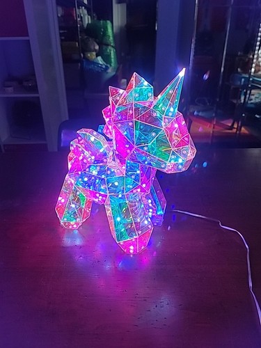 LARGE 3D Geometric Holographic Rainbow color Iridescent UNICORN LED ...