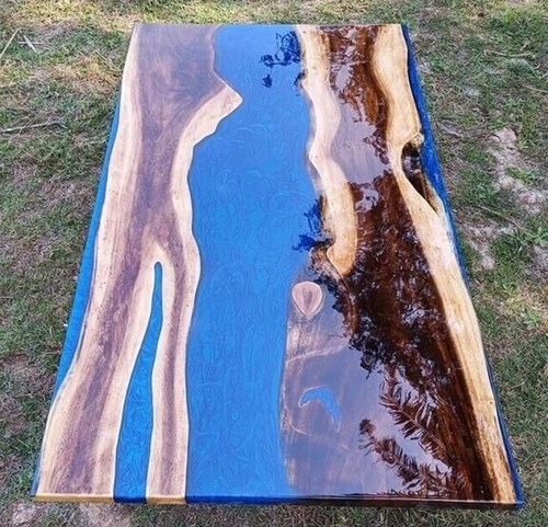Blue Epoxy Table Top, Resin Dining Table, River Epoxy Table, Home ...