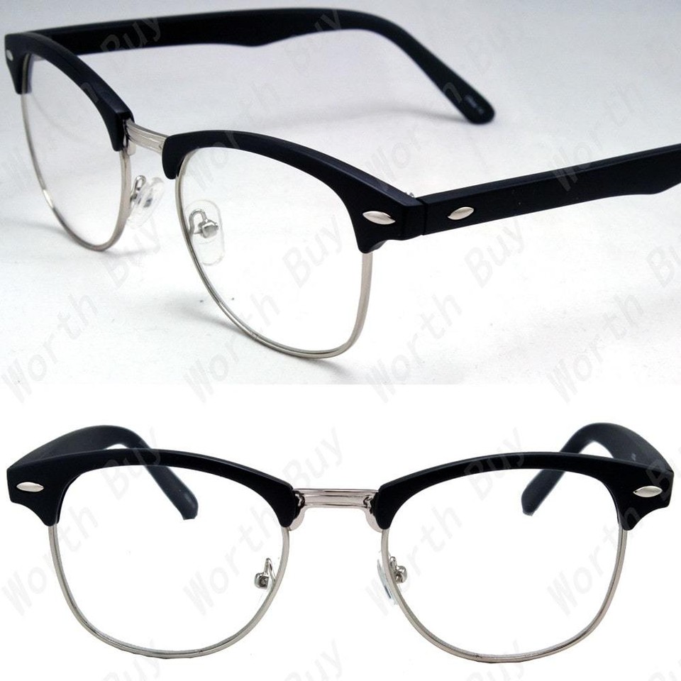 Clear Lens Fashion Eye Glasses Retro Horn Rim Nerd Geek Men Women ...