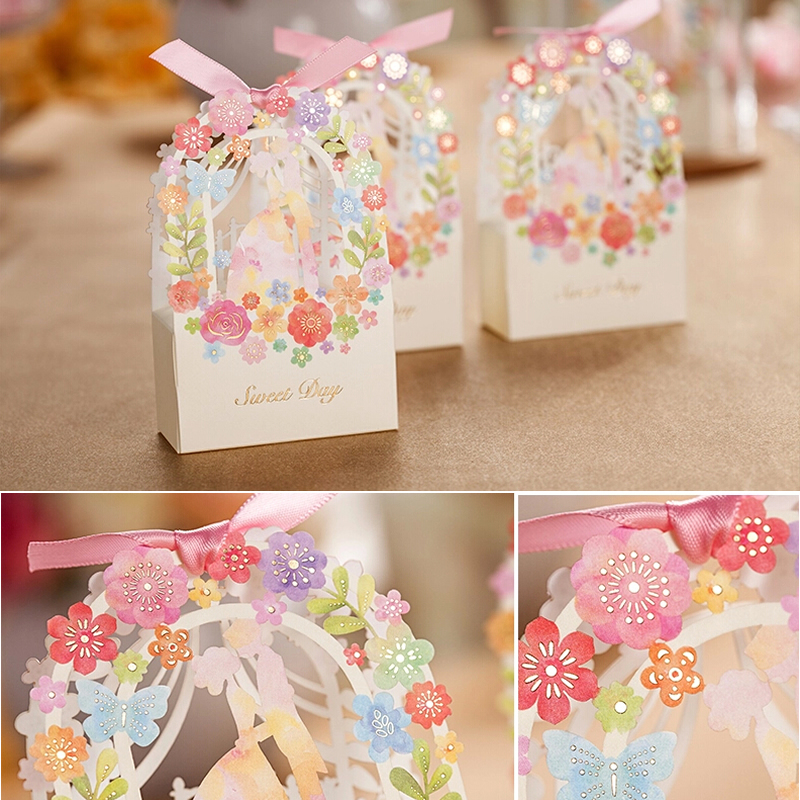 Multi Spring Flower Wedding Favours Candy Sweets Boxes Bags Table ...