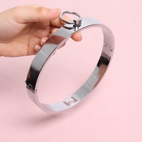 Bondage Stainless Steel Metal Lock Neck Collar Restraint Slave Couples ...