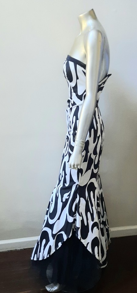 JESSICA McCLINTOCK VTG BLACK WHITE TUILLE MERMAID WAFFLE BACK EVENING ...